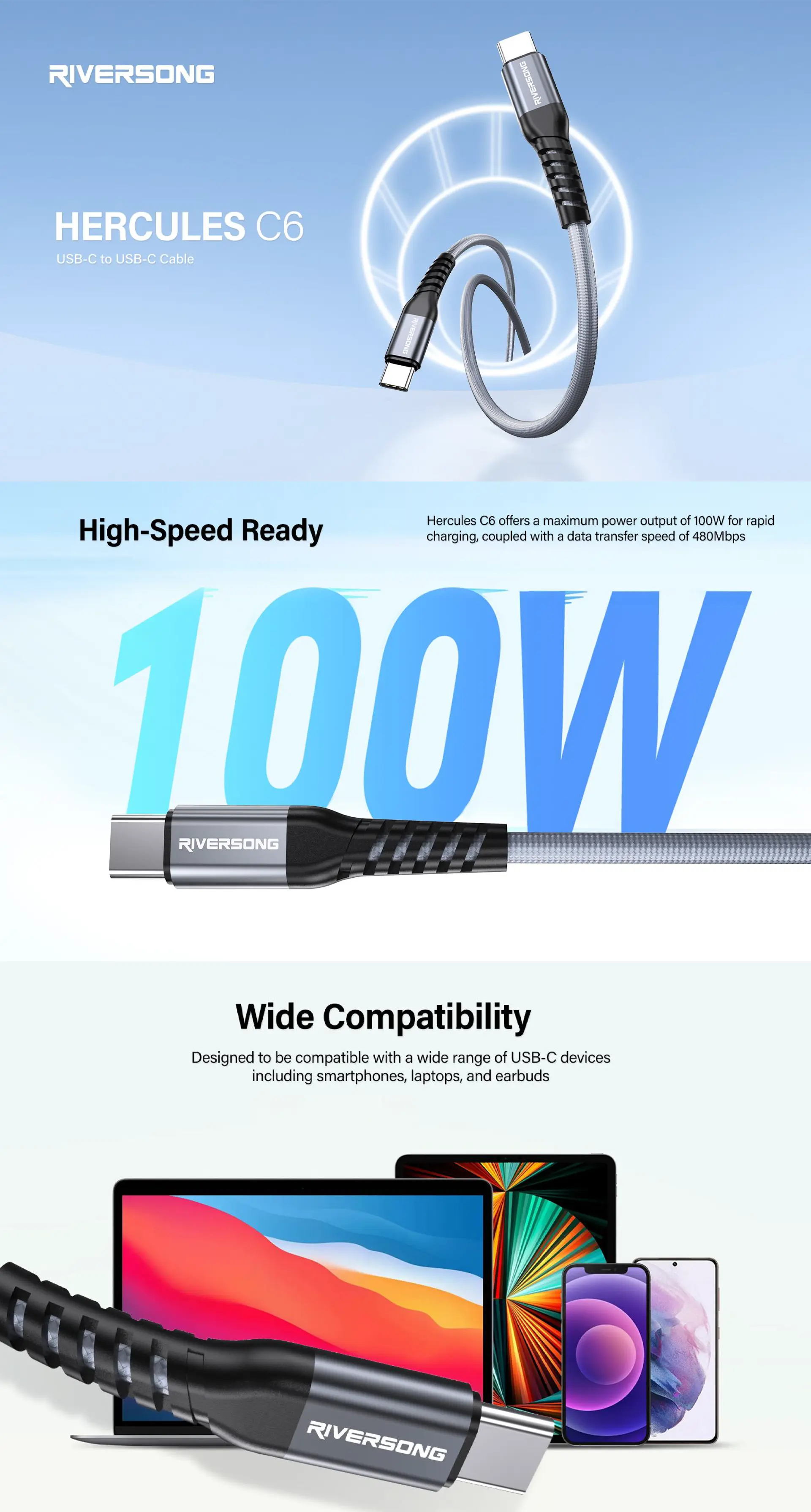 Riversong Hercules C6 100W PD Cable Price in Bangladesh